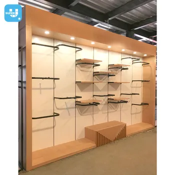 Custom Boutique Shop Fittings And Display Wooden Clothes Wall Display ...