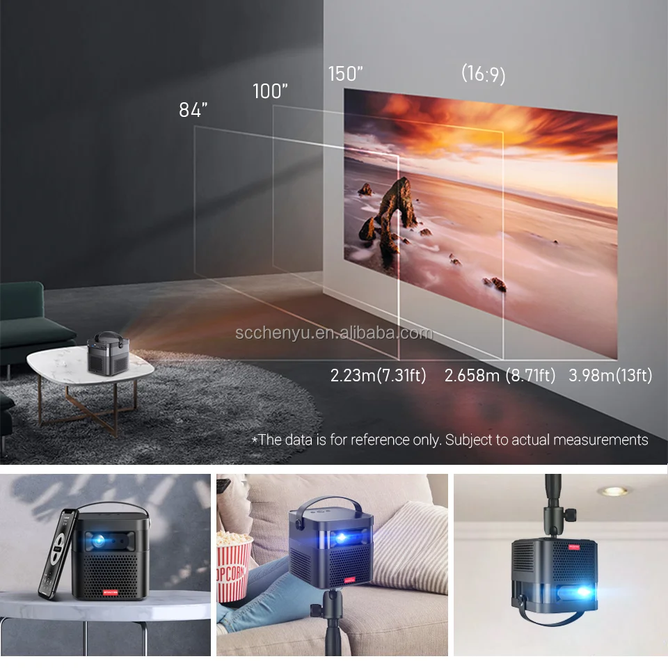 3000 Lumens 4K Portable DLP Mini Home Projector with 3D & Built-In Speakers