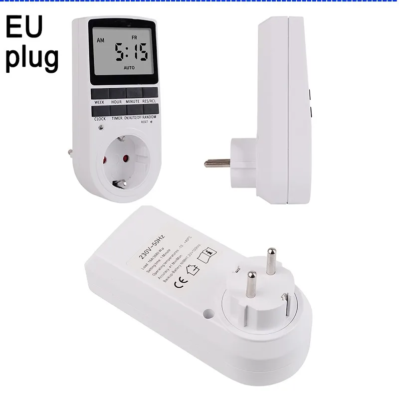 Uk Plug Digital Timer with Large LCD Display - Programmable