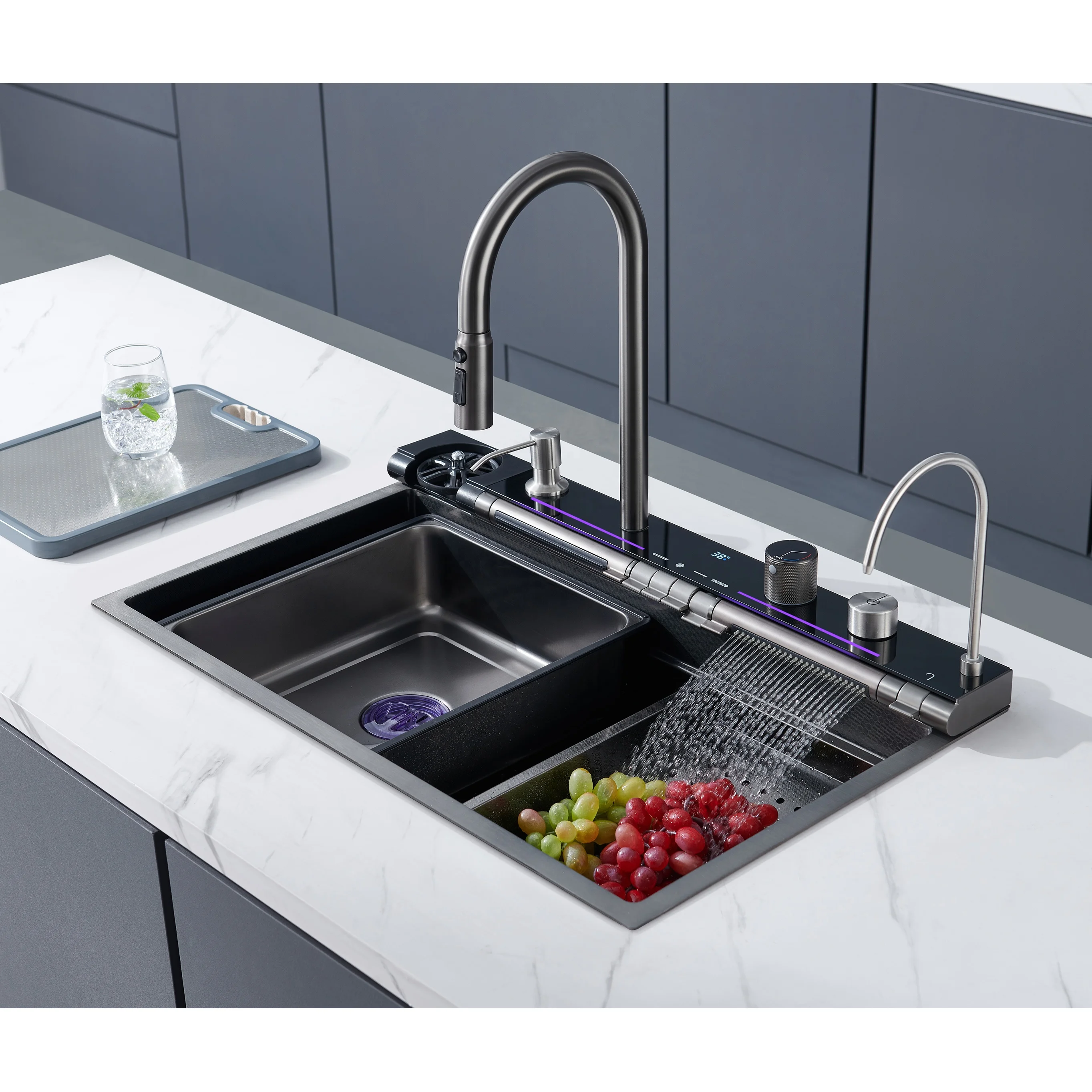Mouhoti Function Stainless Steel Hand Basin Kitchen Sink With Brass ...