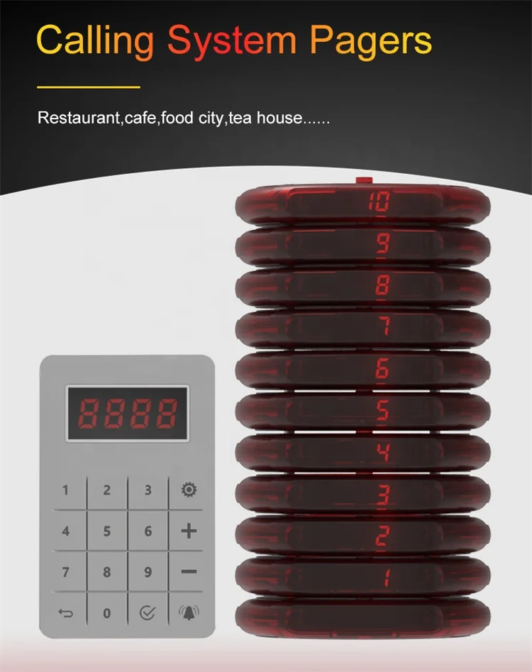 Cafe Queue Calling Rechargeable Mini Buzzer 10 Vibrating Waterproof ...