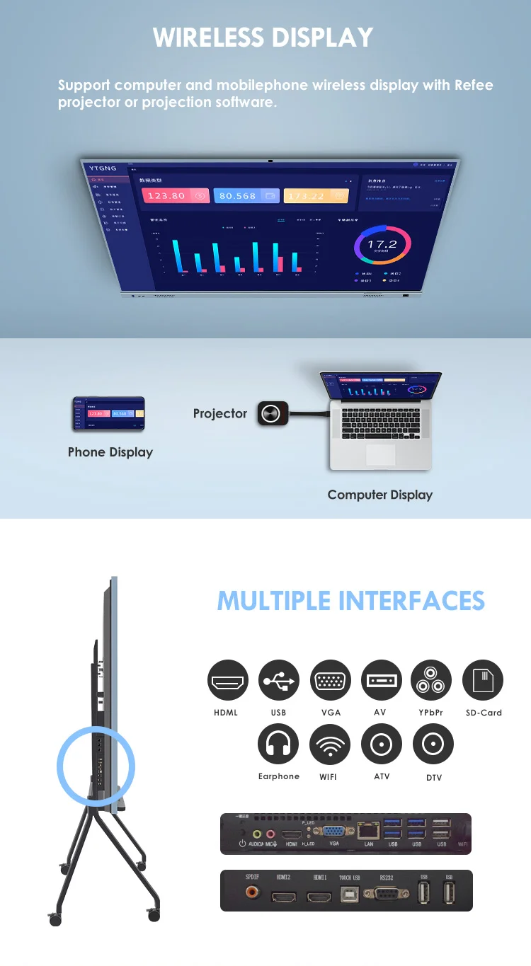 OEM Interactive Whiteboard Screen 4K Touch LCD Smart TV