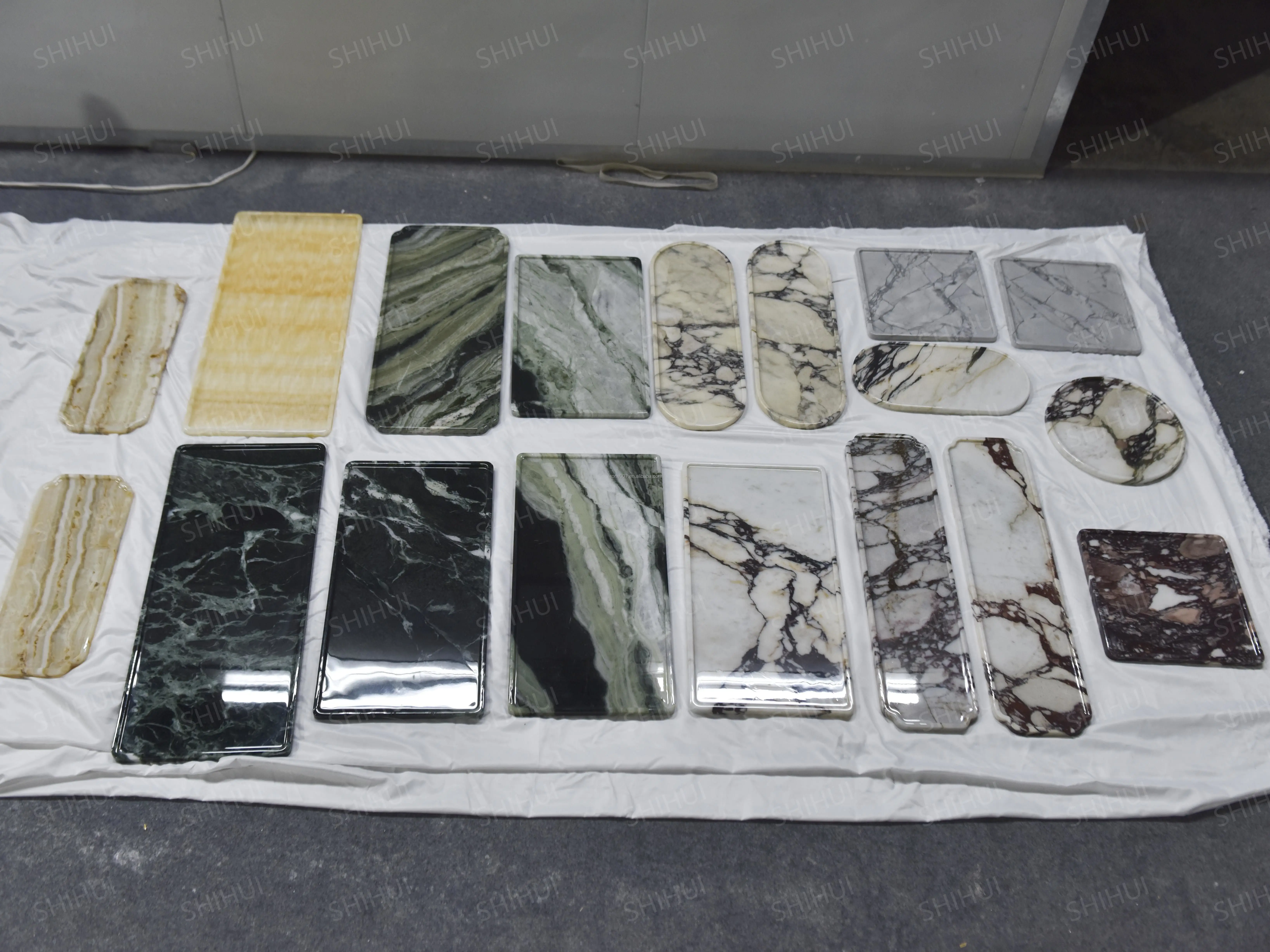 Shihui Modern Luxury Natural Stone Marble Decoration Decor Unique Art Crafts Green Rectangular ...