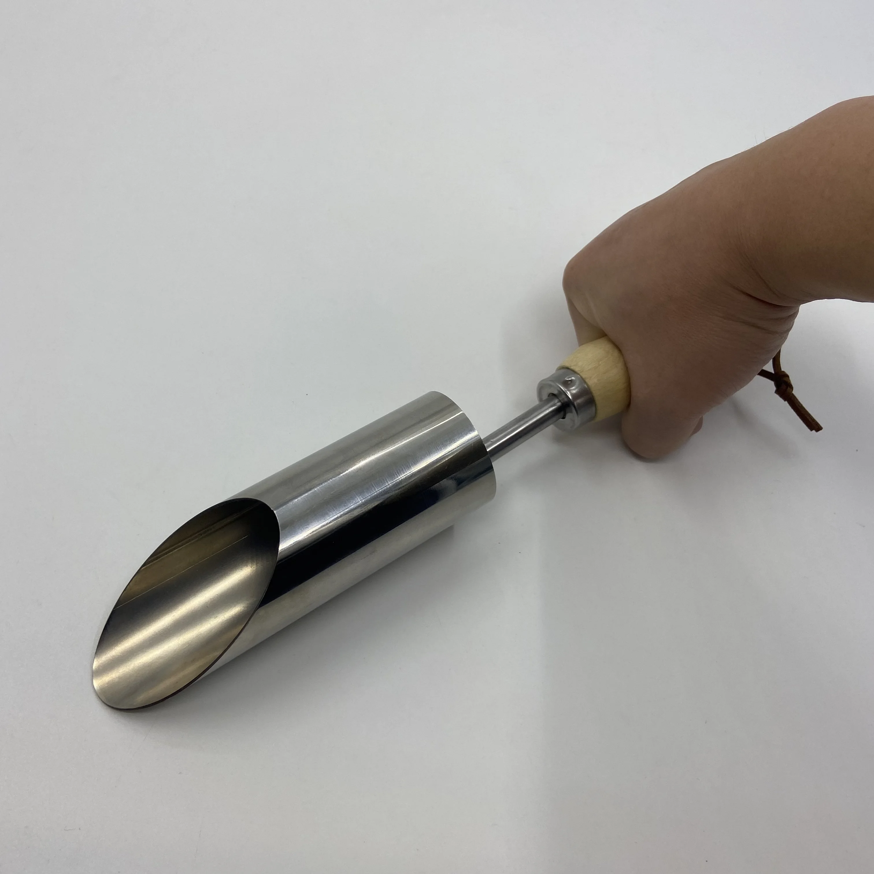 Stainless Steel Wood Handle Bulb Planter With Leather Strap For ...