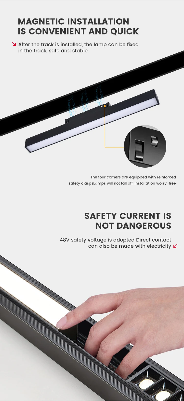 Linear Magnetic Led Track Surface Mounted Black White Commercial Linear Led Flood Track Light ...