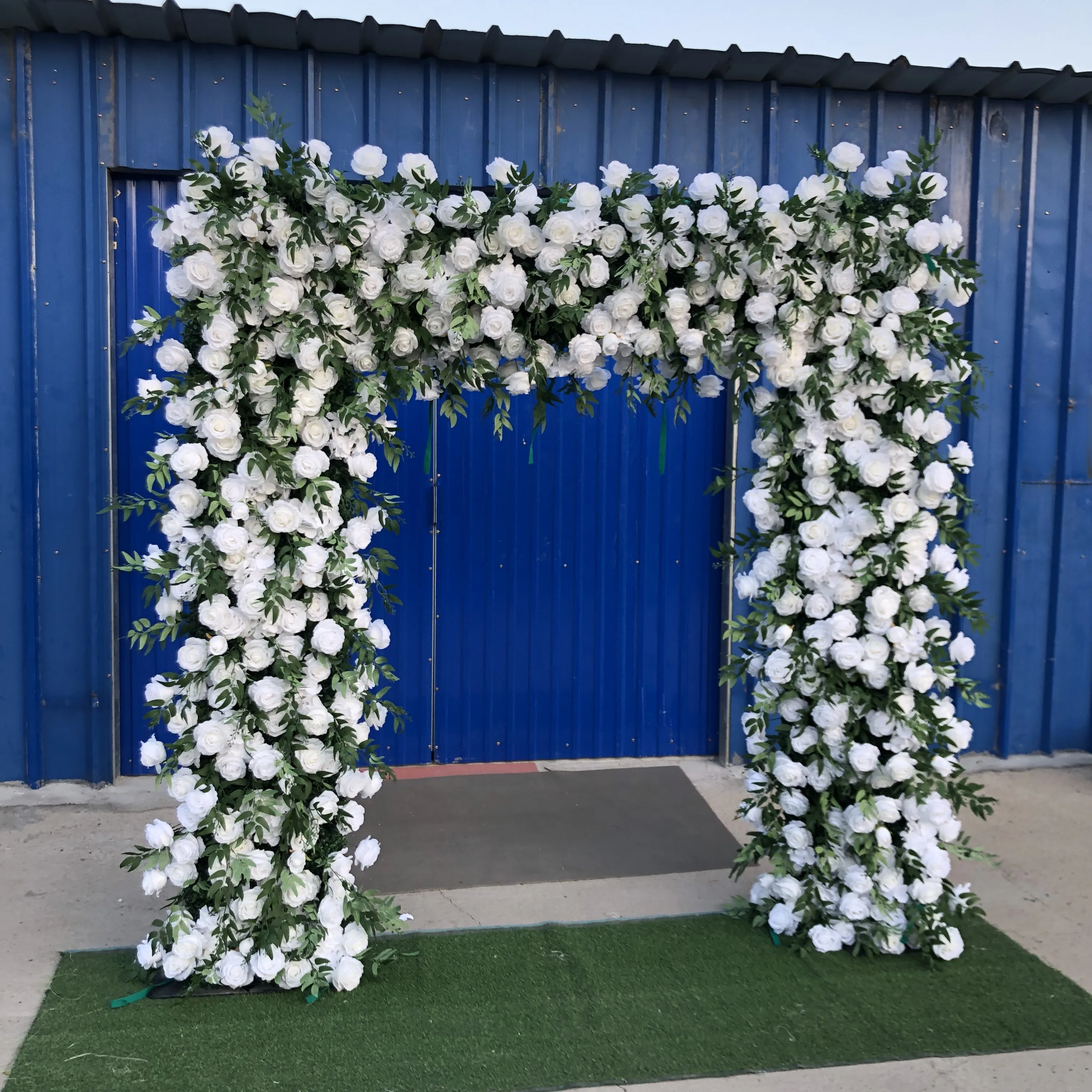 Kl-sfa002 Wholesale Artificial White Silk Flower Arch Wedding Arch Flower Decoration Square ...