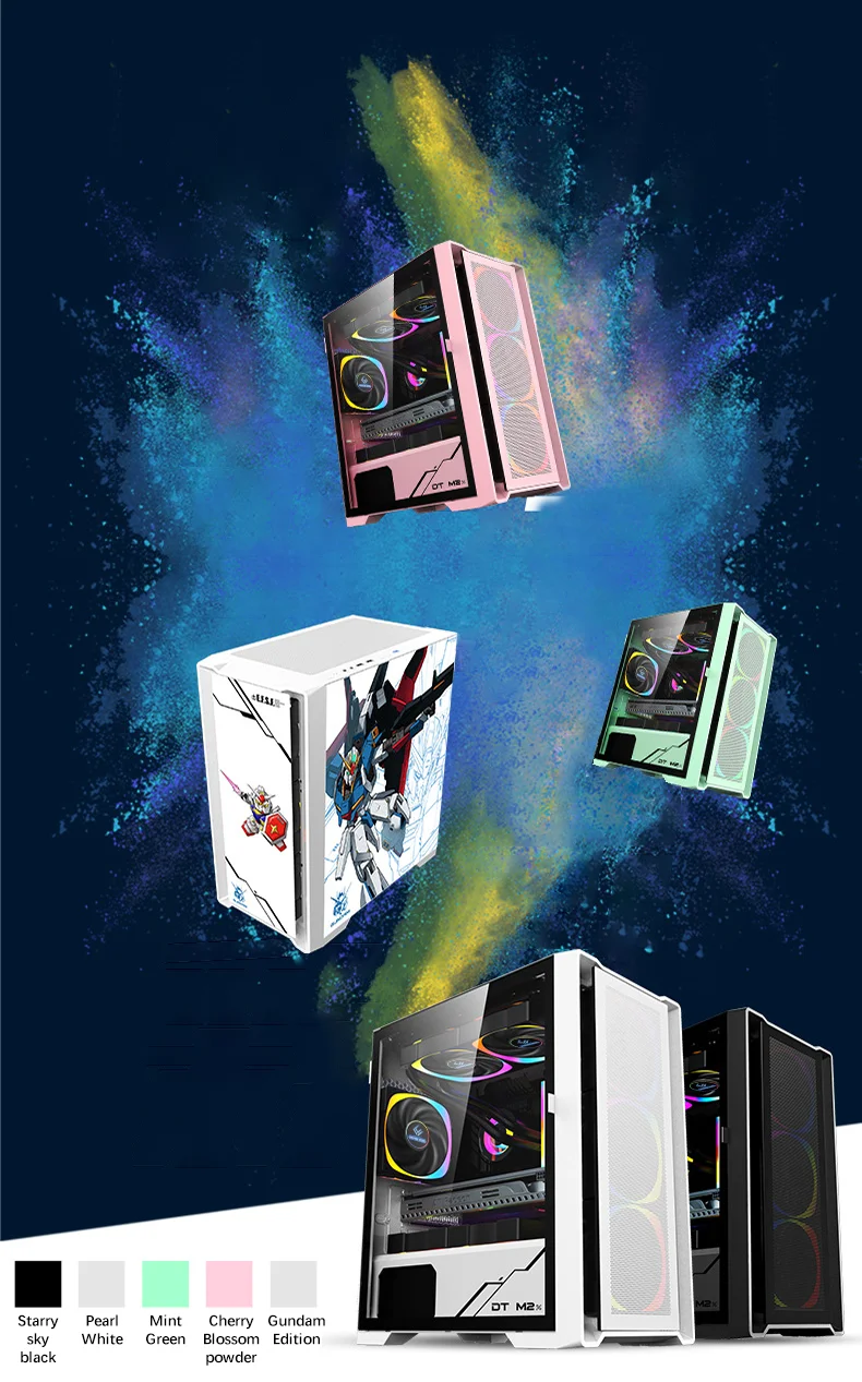 Lovingcool Mid Tower Gaming PC Case - White & RGB Fans