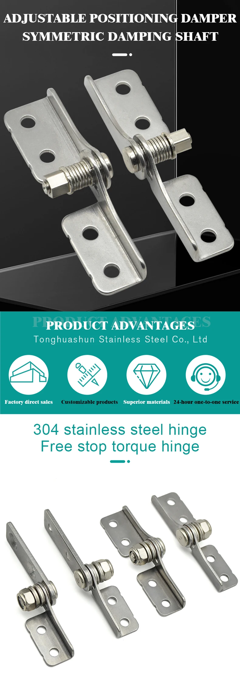 XK574 Stainless Steel Constant Torque Position Control Hinges