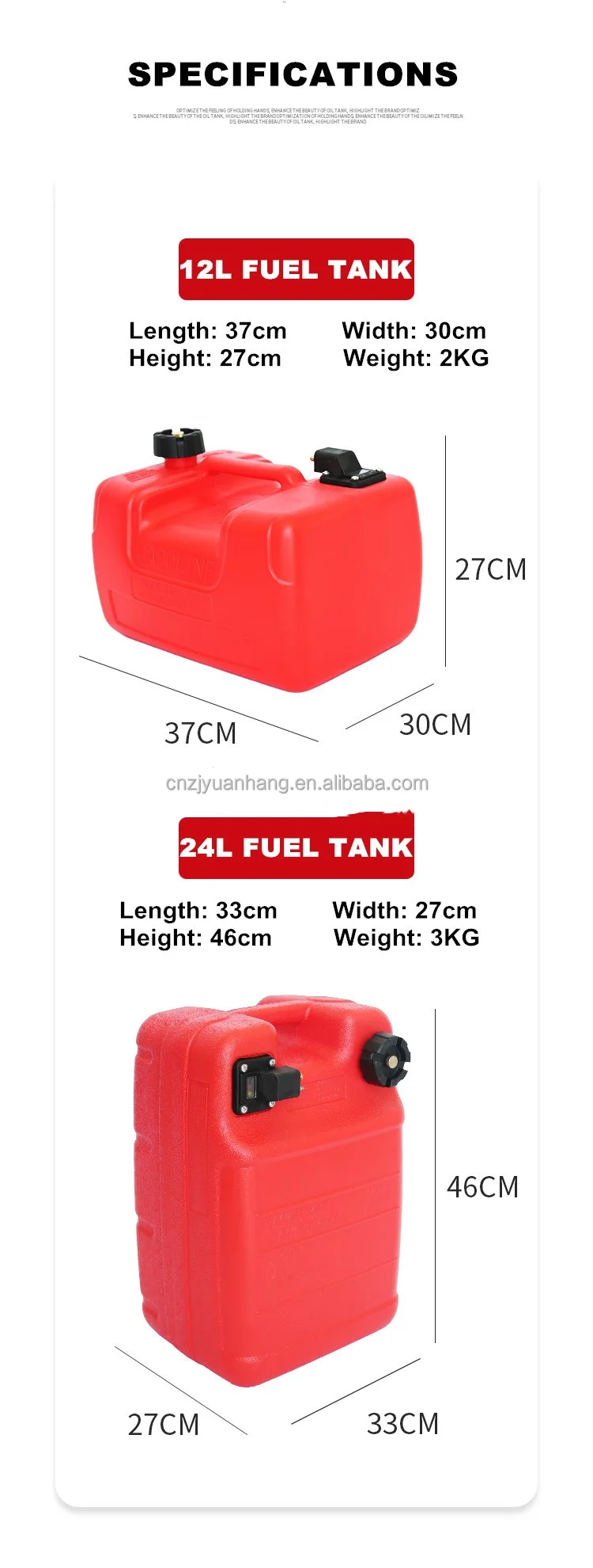 Marine Outboard Engine External Fuel Tank 12L - Durable Plastic ...