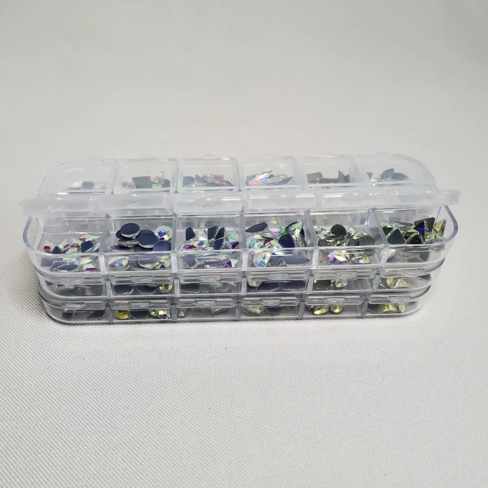 Crystal AB Box 12 Shape Stone Big Size AAA Hot Fix Rhinestones Crystal ...