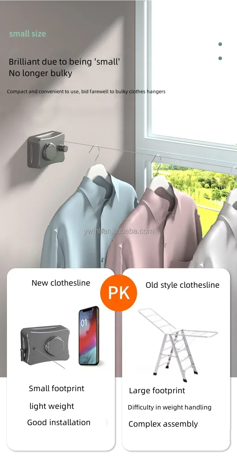 Adjustable Laundry Line - Invisible Clothesline Storage
