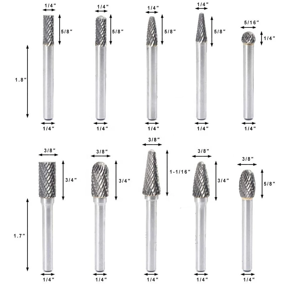 DL High Quality Custom 6.35mm Inch Tungsten Carbide Rotary Burr Tool ...