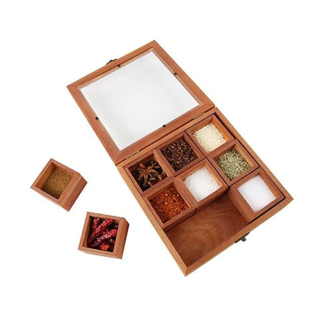 Customized/wholesale Wooden Multi-compartment Kitchen Seasoning Storage ...