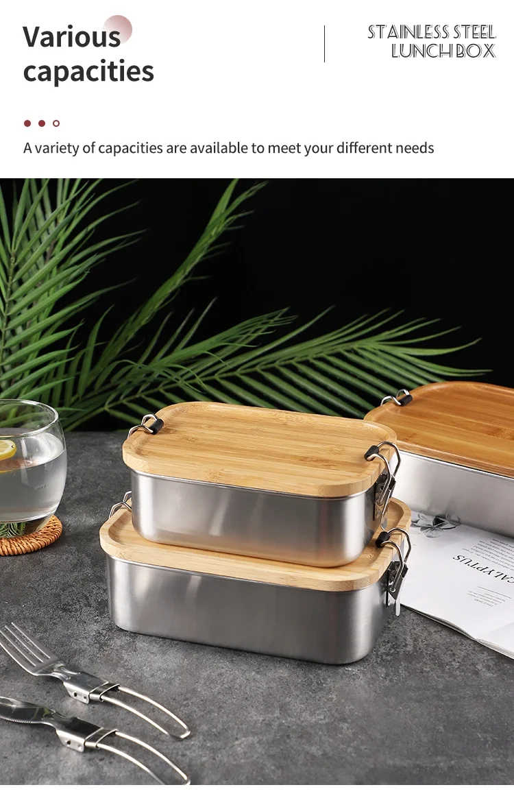 304 Stainless Steel Large Metal Bento Container Divider Thermal Lunch ...