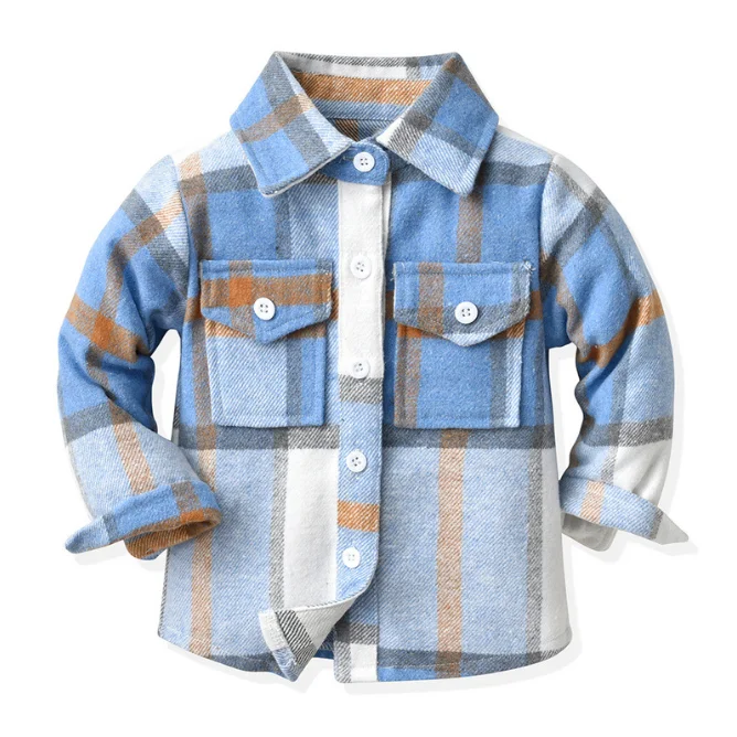 Boys and Girls Plaid Flannel Kids Winter Fleece Shackets