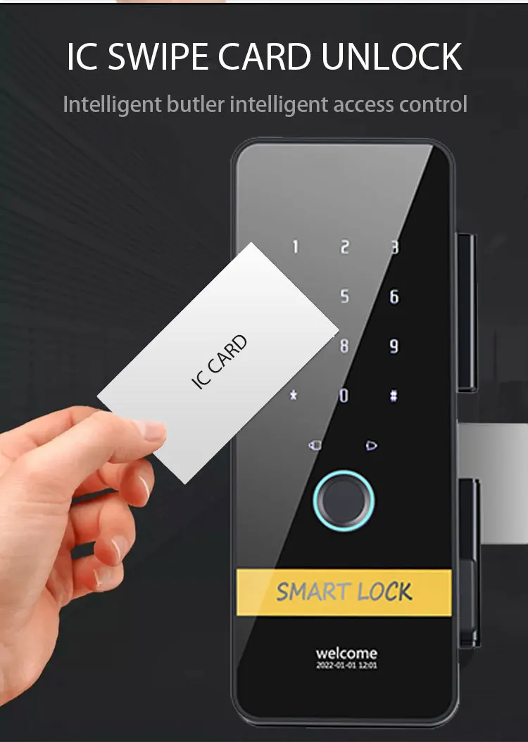 Doorplus Access Control Office Frameless Glass Door Lock Smart ...