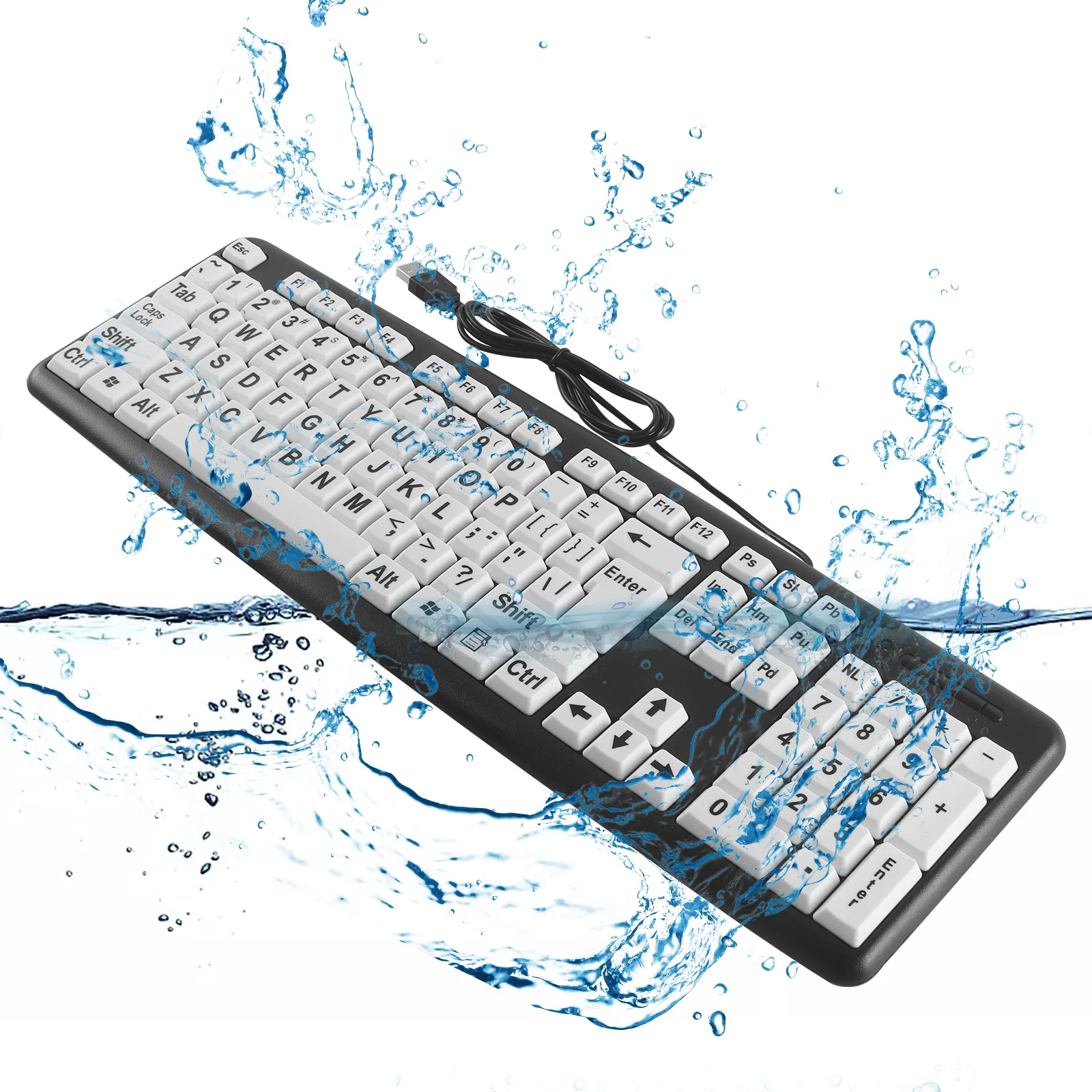 Large Print Computer Keyboard,Wired Usb High Contrast Keyboard With ...