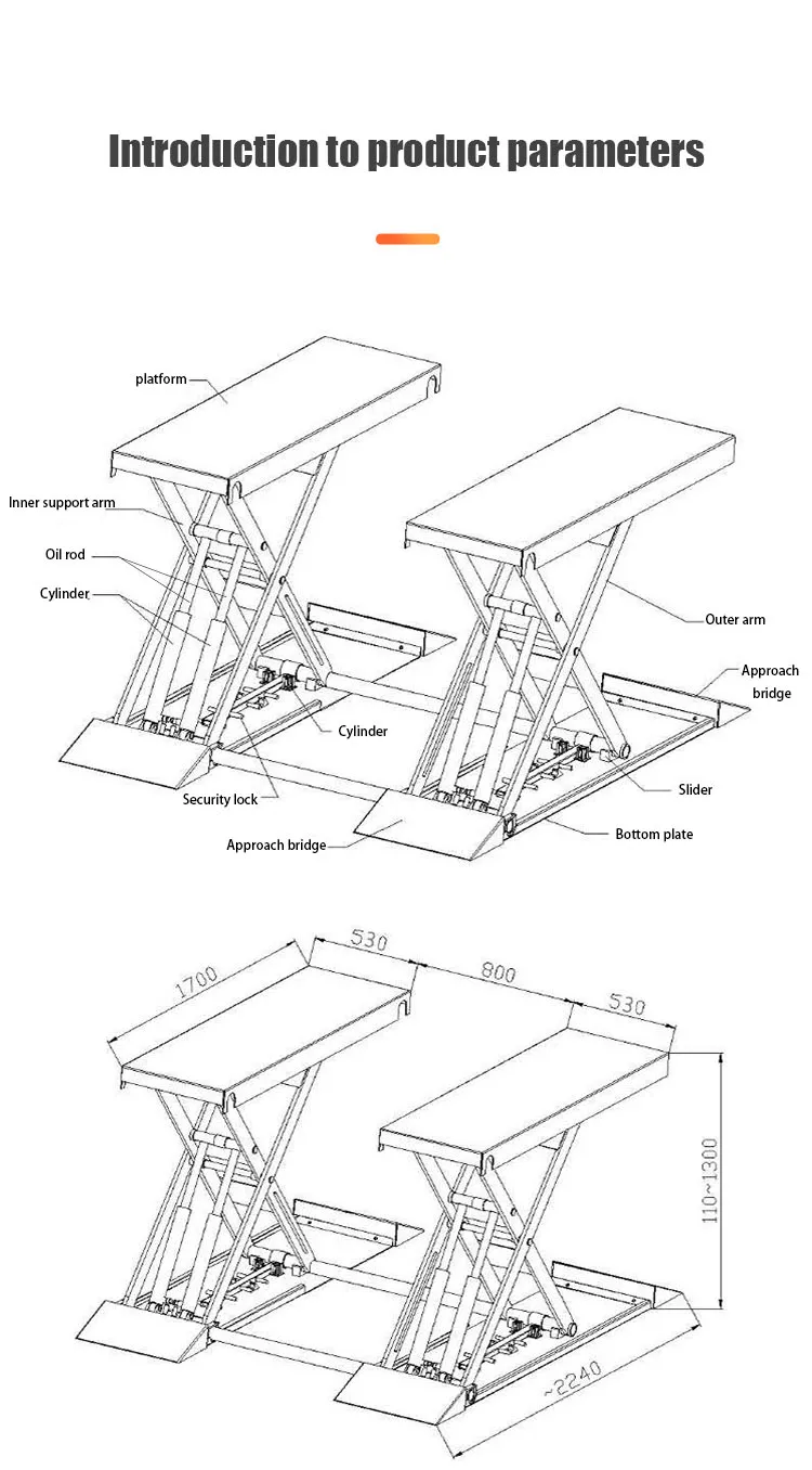 Scissor Type Four-cylinder Push On The Side Car Lifter With 1.3m ...