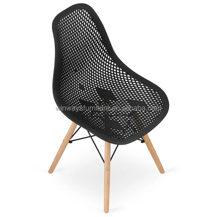 Mesh Plastic Dining Chairs Wood Legs For Dining Room Cafe Hotel Kitchen ...