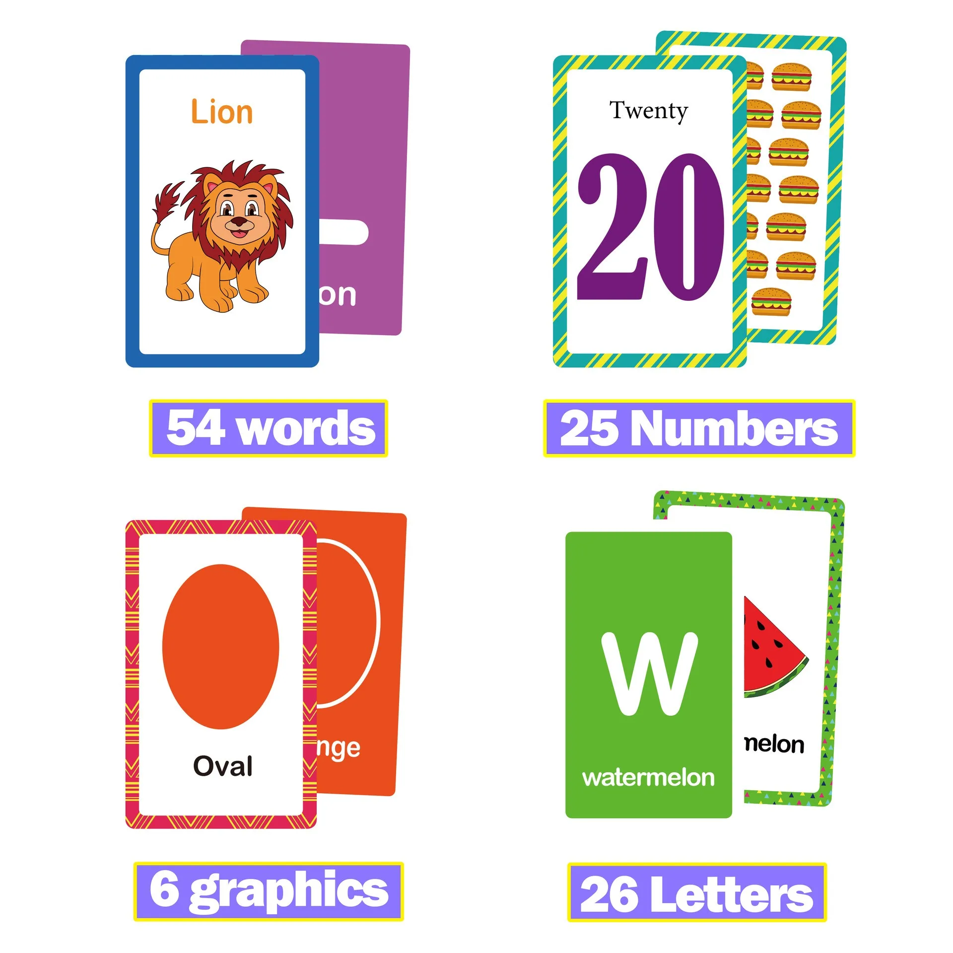 Flash Cards for Study Letters Colors Shapes and Numbers Cognitive Toys ...