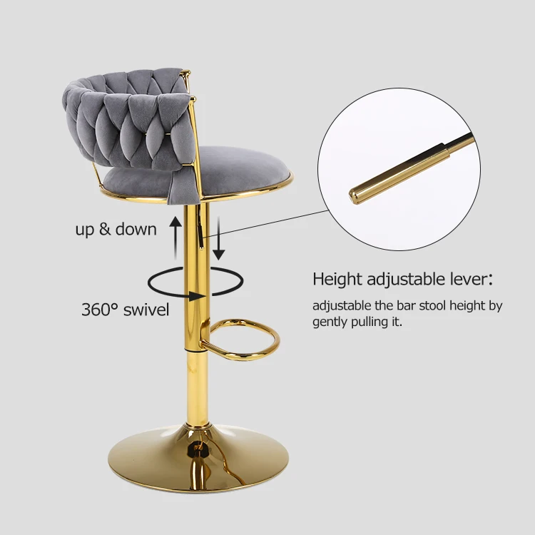 Modern Velvet Fabric China Golden White and Gold High Counter Stool ...