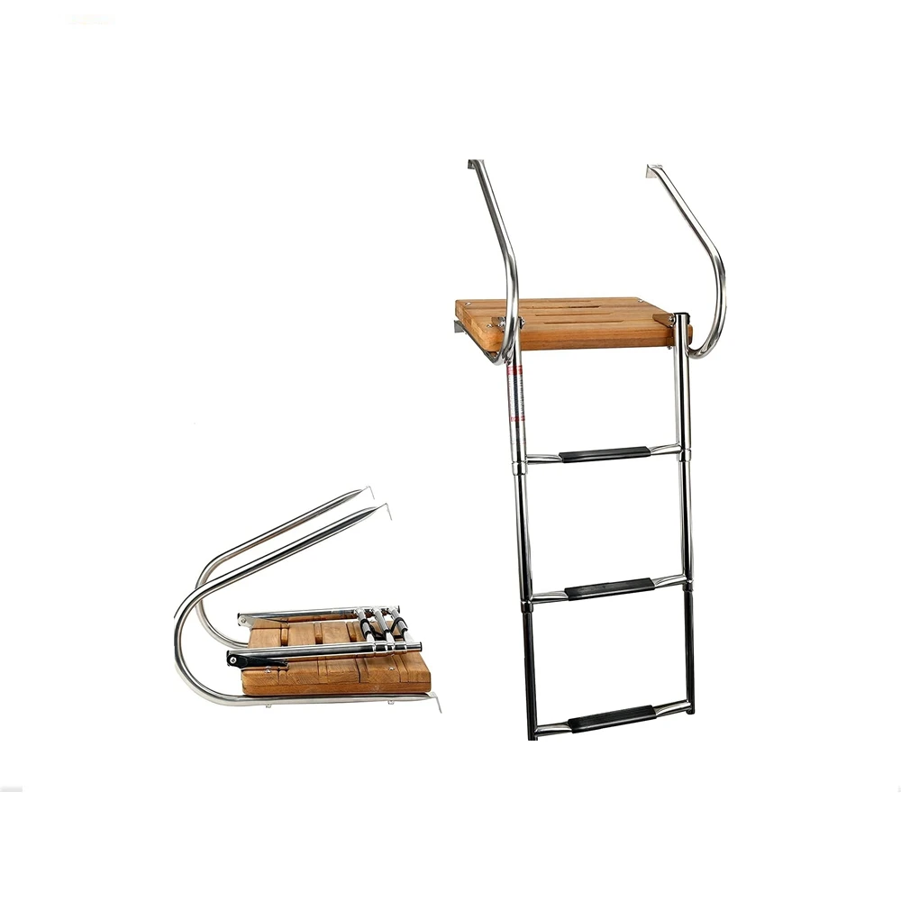 Marine Telescoping Boat Ladder With Teak Swim Platform - Buy ...