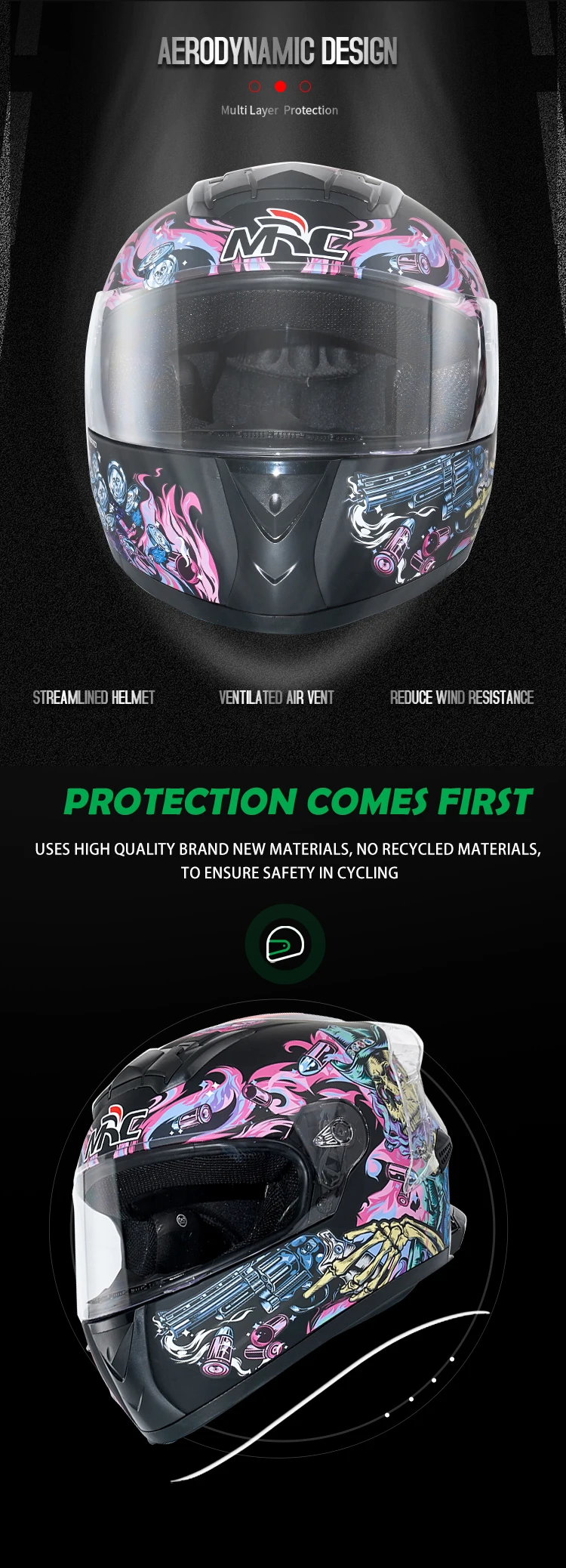 High Quality Customized DOT Certificate Cascos Para Moto Full Face ...