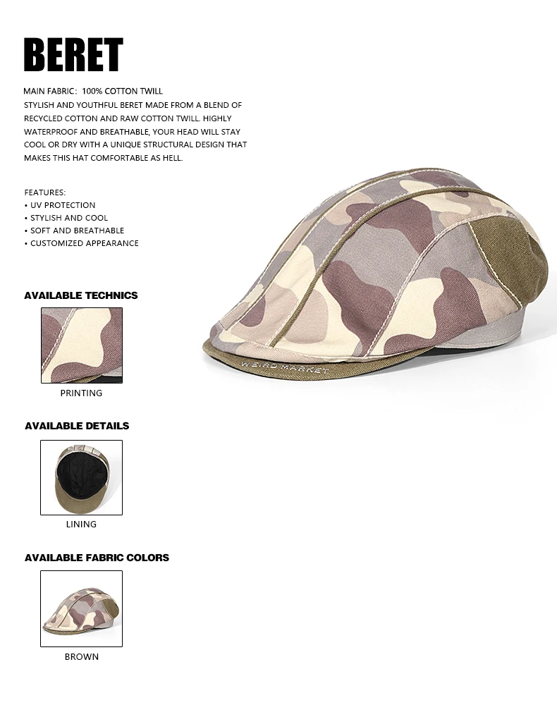 Spring Winter Berets Hat Painter Custom Logo Solid Color Warm Flat ...