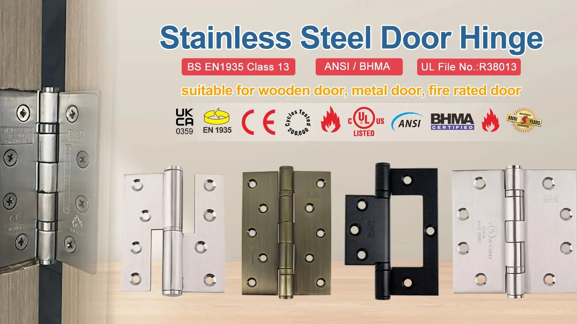 Different Sizes Flat Head Hinge Hanging Device Solid Brass Four Ball ...