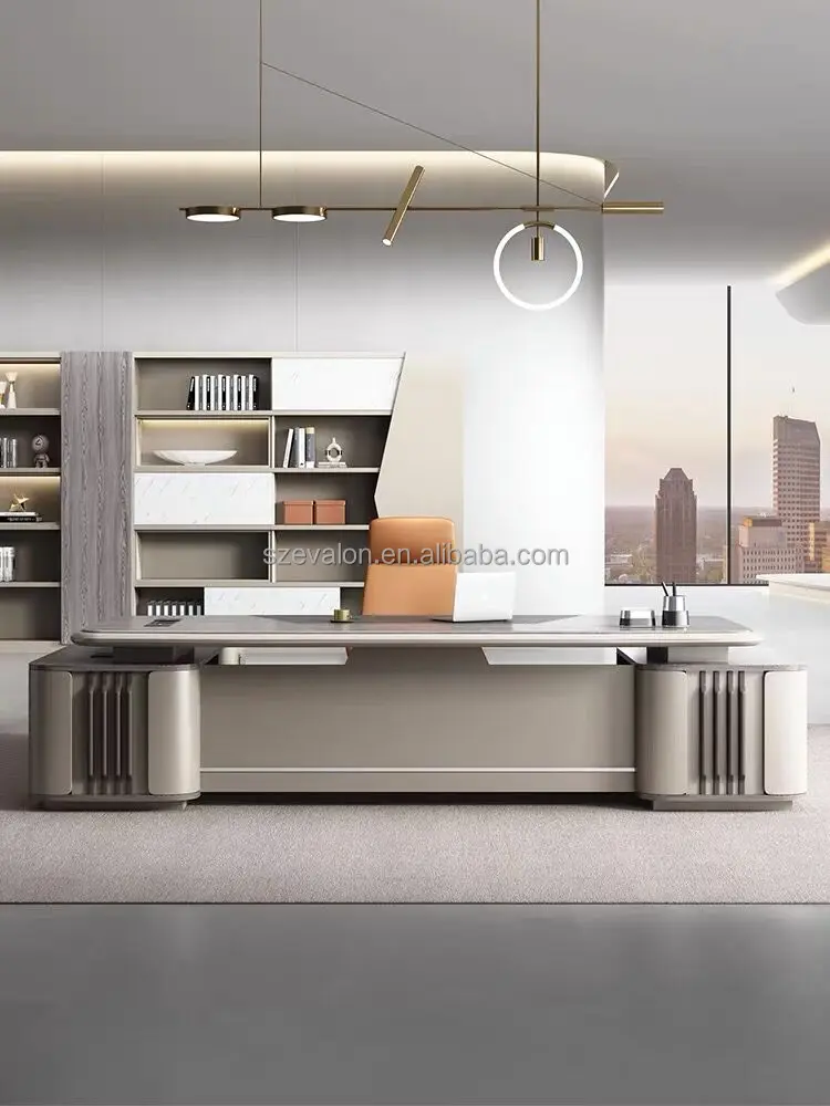 Modern Office L-Shaped Boss Desk - Executive CEO Table