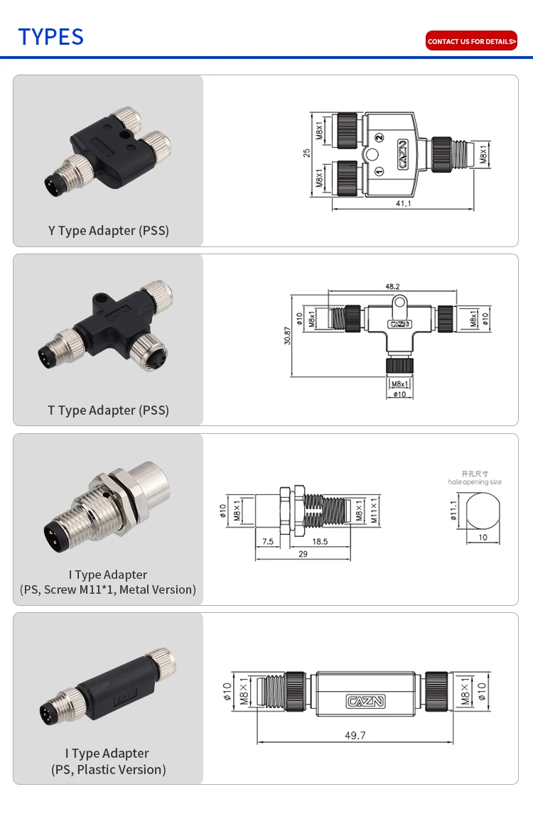 High Quality M8 Adapters 3 4 5 6 8 Pin Cores T Type Pss A Code Adapter ...