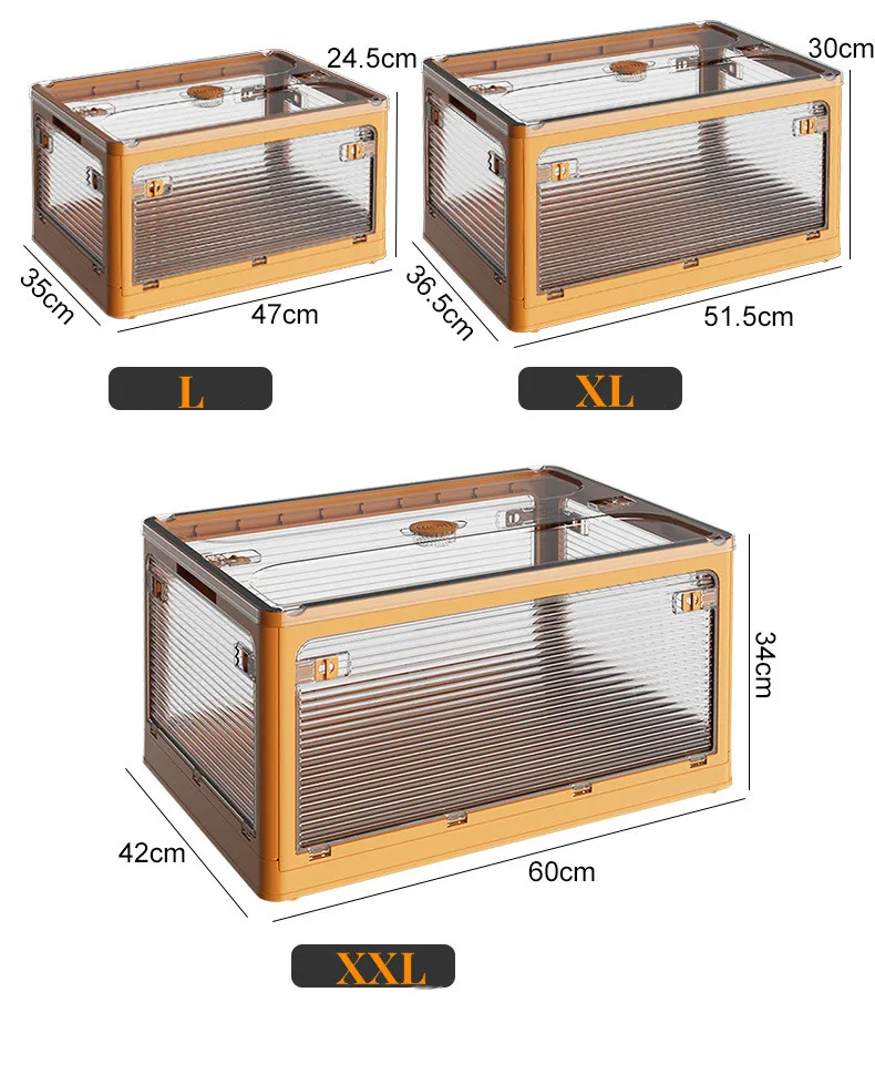 Folding Collapsible Storage Box Plastic Foldable Bins Stackable ...