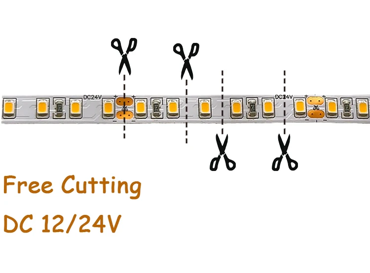 2835 SMD Flexible LED Strip 10mm 12V/24V 120Leds/m 10W/M CRI90+ 6000K ...