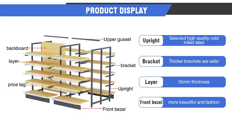 Custom Supermarket Shelves - Wood Pharmacy Rack Display