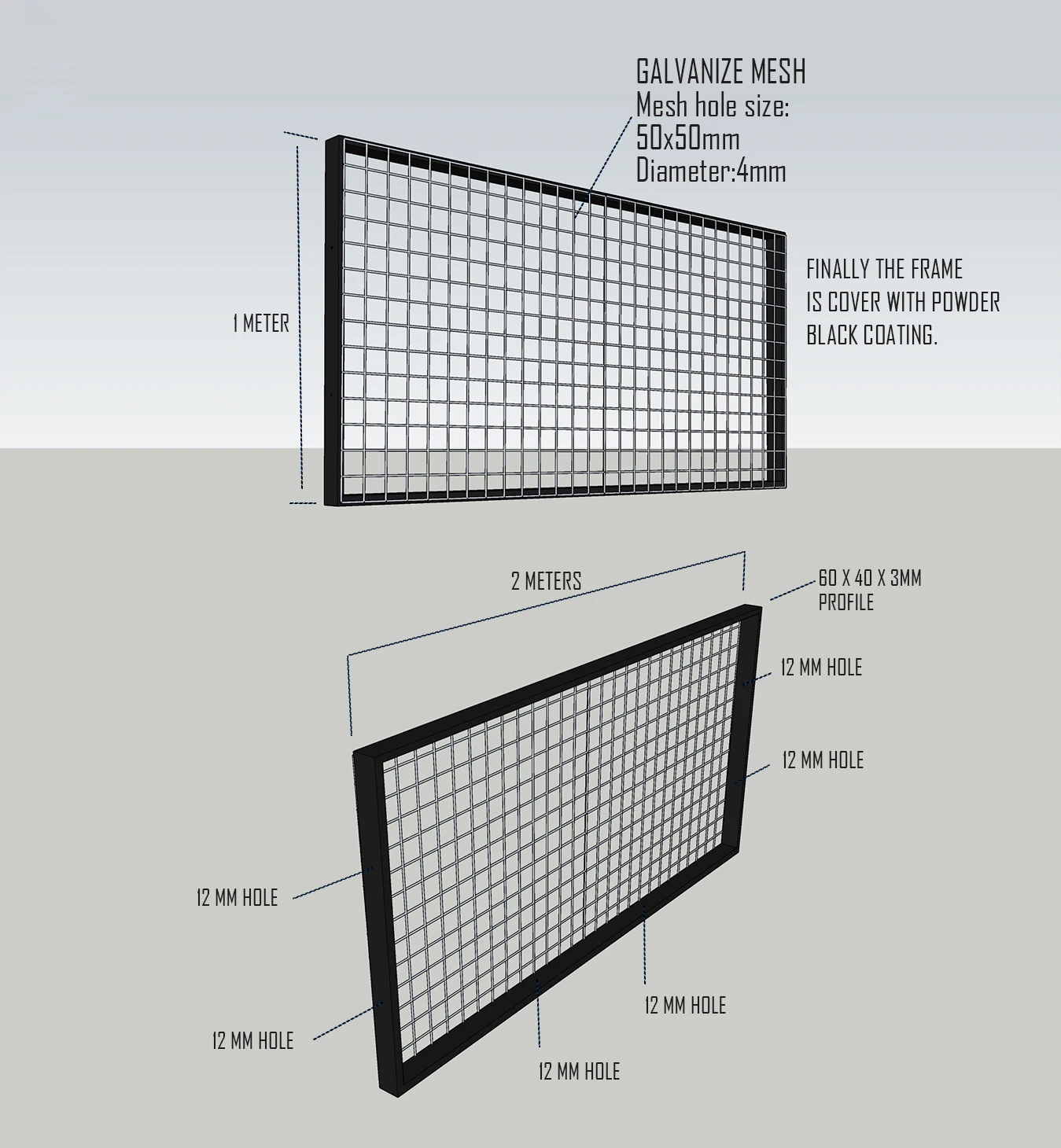 Powder Coated 4mm Welded Wire Mesh with Frame for Padel Court - Durable ...
