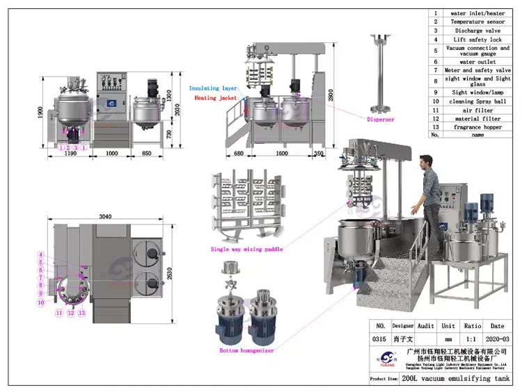 Cosmetic Cream Mixer - Vacuum Homogeneous Emulsifying Machine