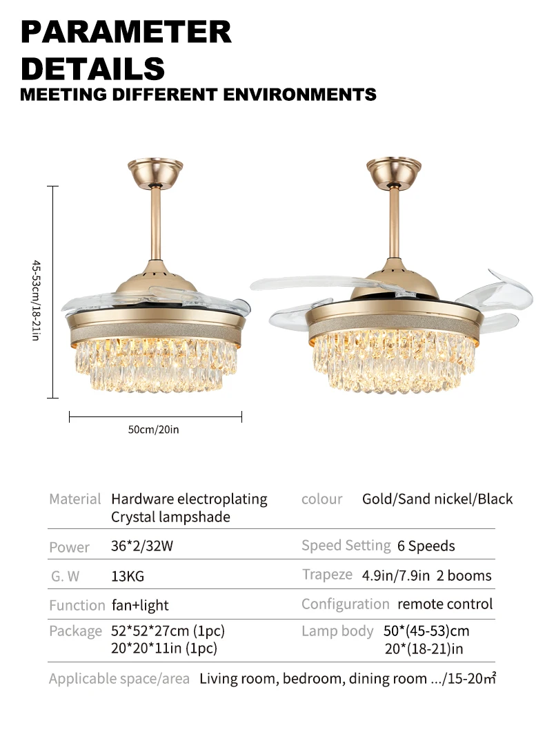 Chrome Body Decorative 42-Inch Ceiling Fan with LED Light