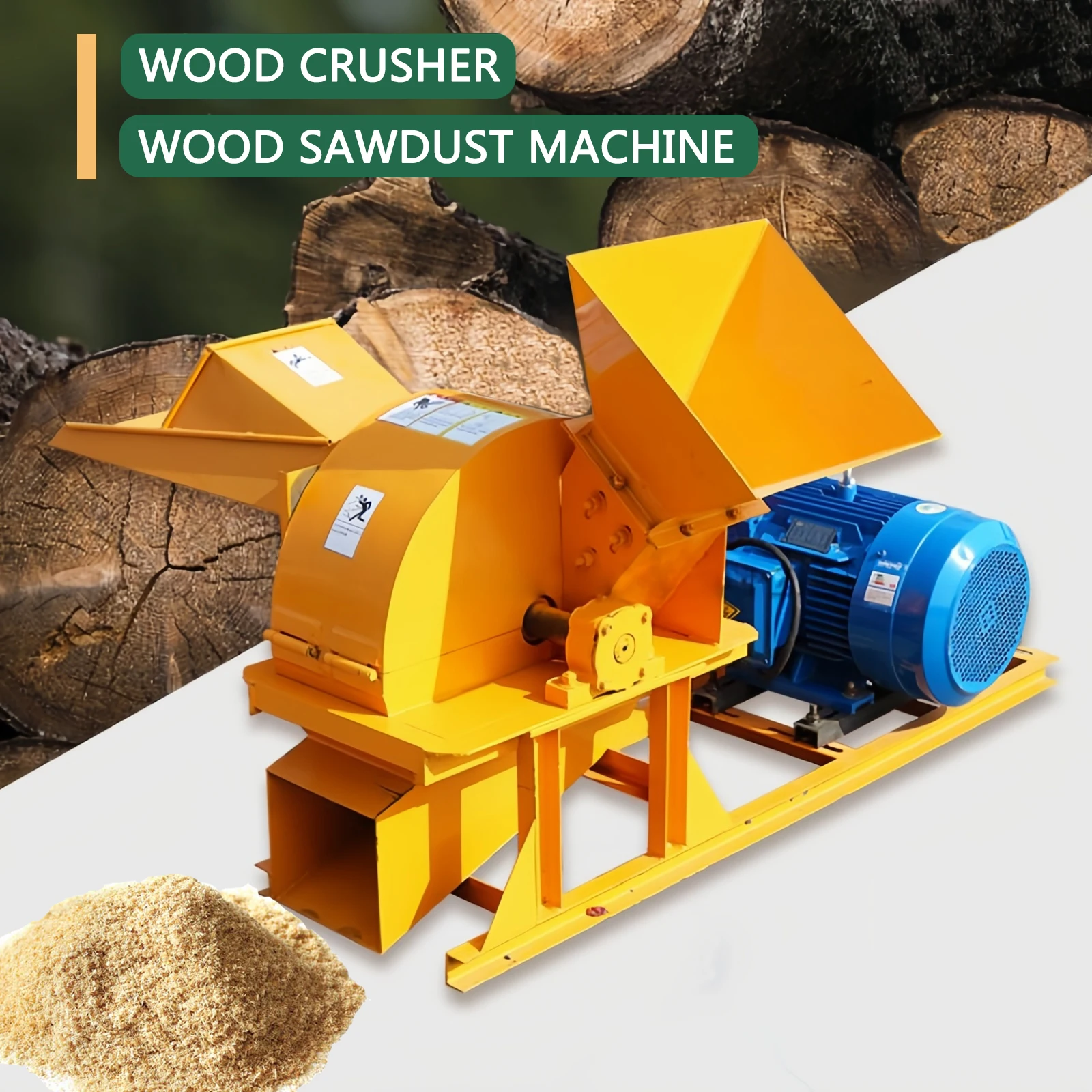 2023 New Arrival Diesel Mobile Wood Crush Grinder 1000kg/H Wood Hammer ...
