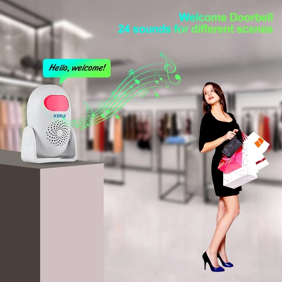 Alibaba.com: Kerui Wireless Door Chime with PIR Motion Sensor, 2-3 ...