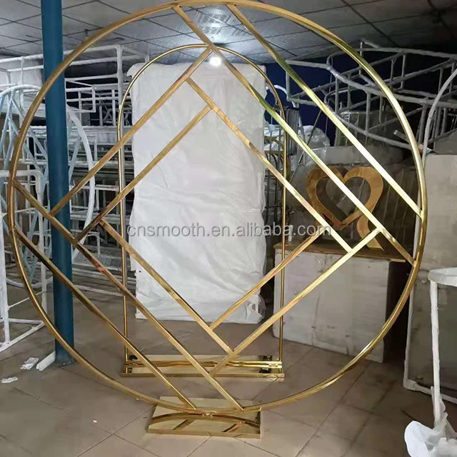Wholesale Round Wedding Decoration Iron Metal Frame Flower Fall Gold ...
