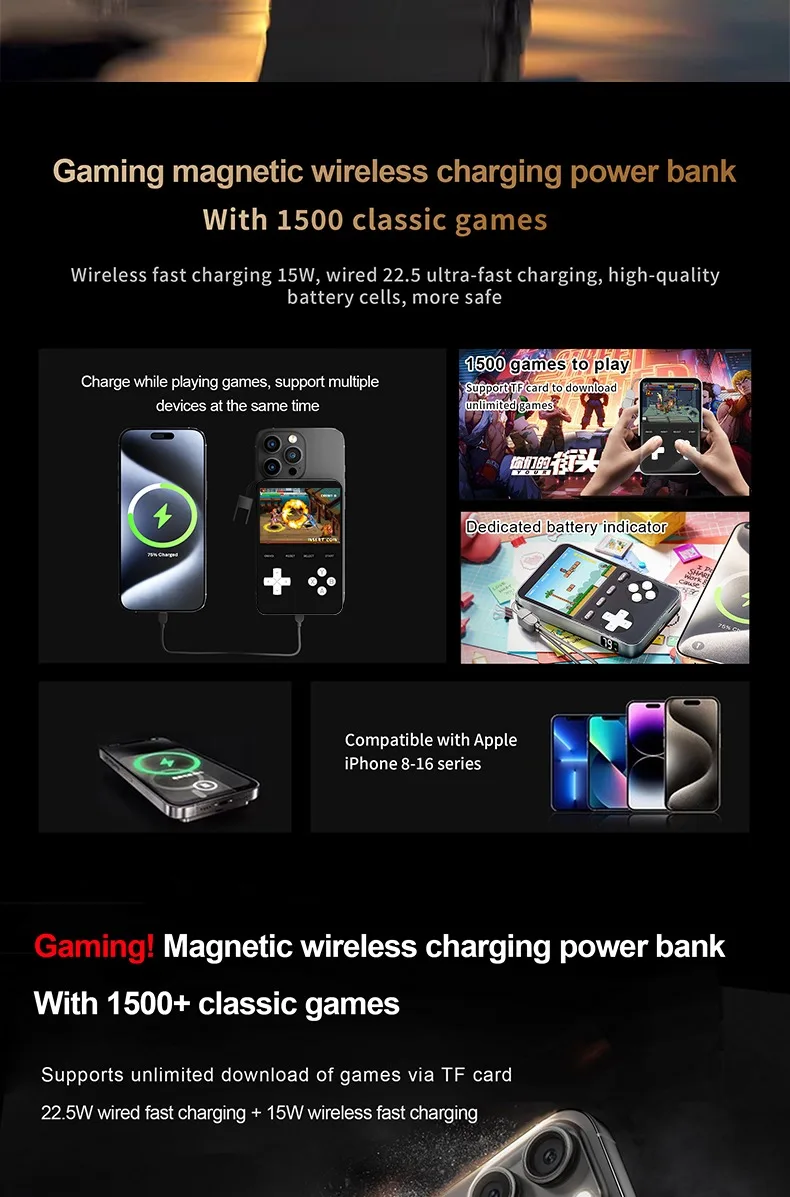 Retro Game Console with Power Bank - Fast Charging Solutions