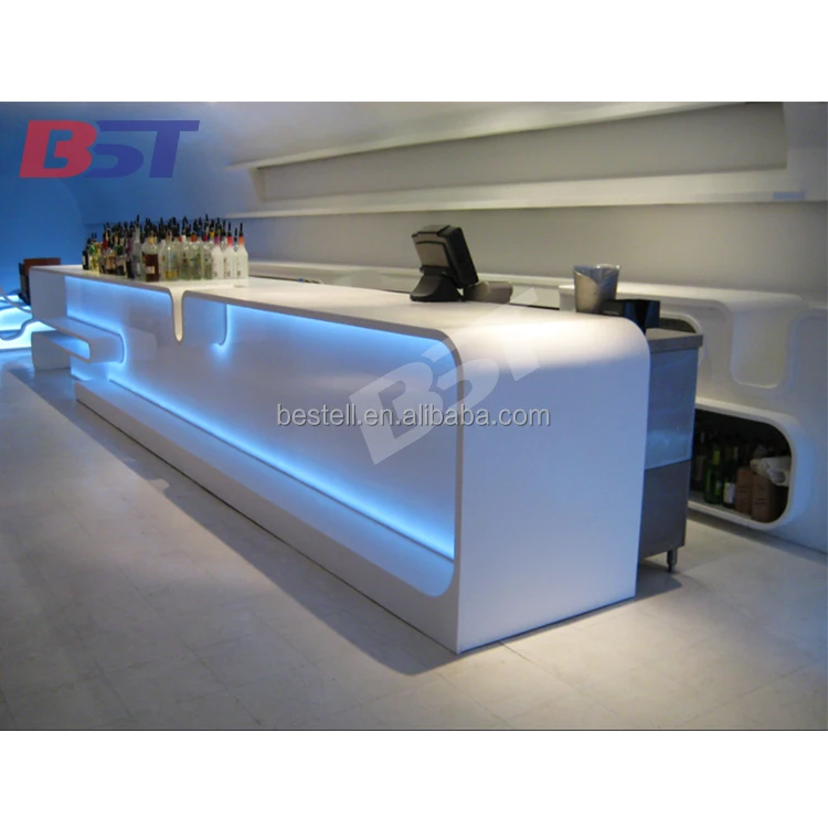 Fancy Restaurant bar Counter Design Cocktail bar Counter with LED Light ...