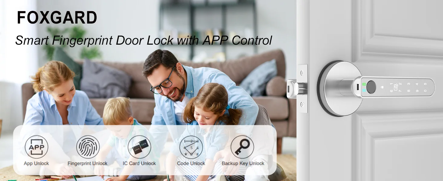 Foxgard Fingerprint Door Lock,Smart Biometric Door Lock With Bluetooth ...