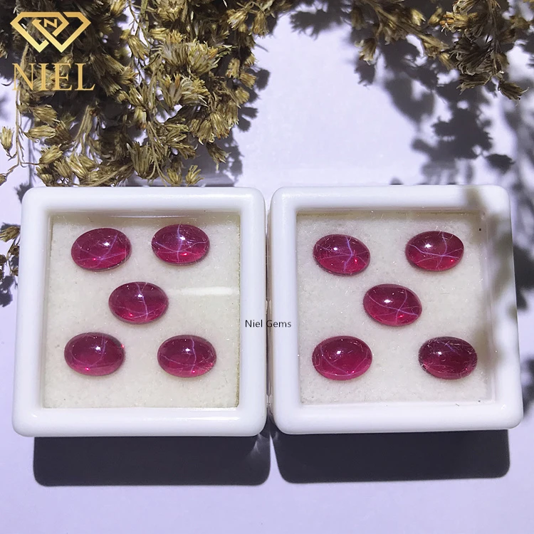 Oval Cabochon Cut 6x8mm Synthetic Ruby Star Stone Price Gem Stones ...