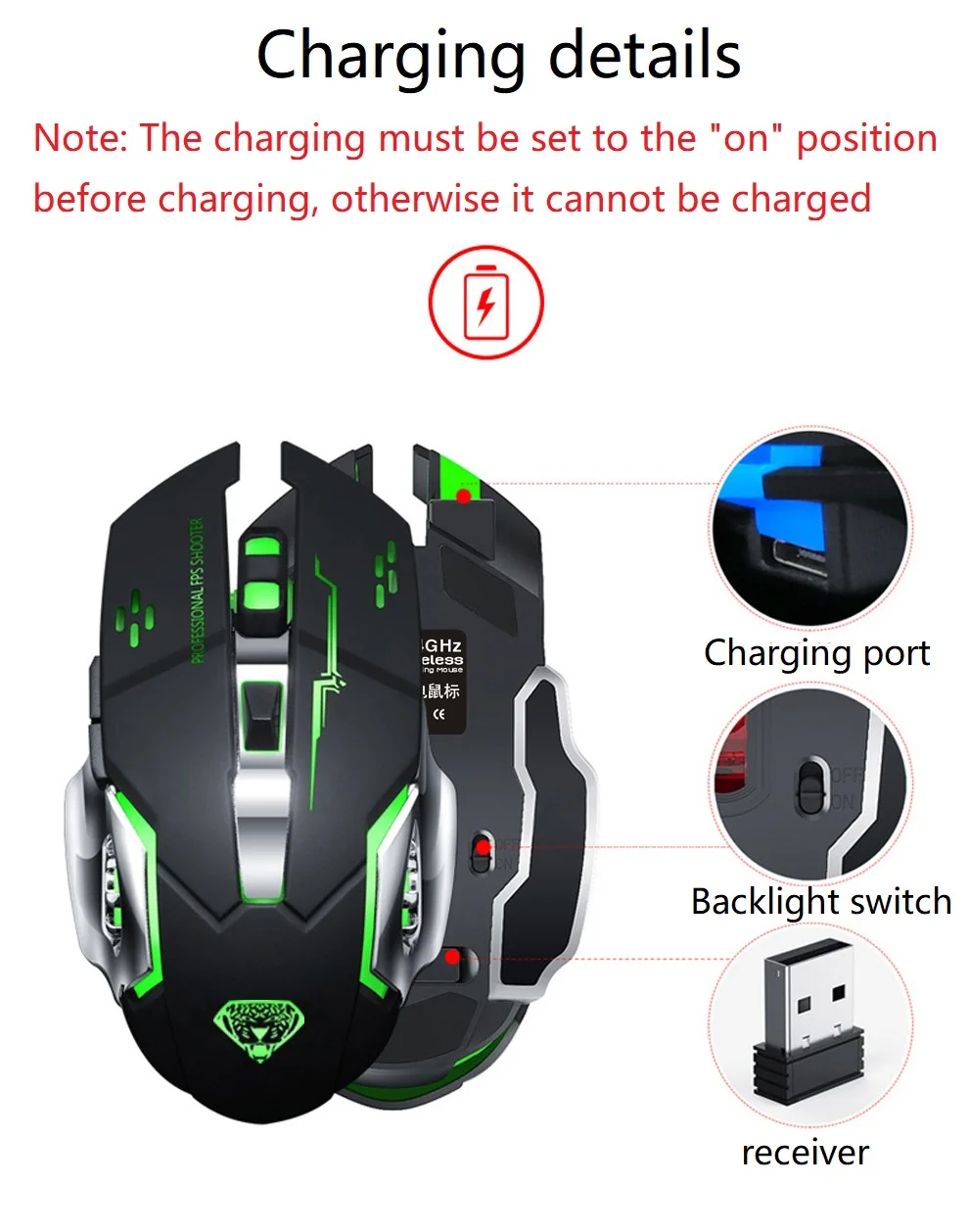 DIVIPARD Q3 Wireless Gaming Mouse - RGB Backlit & Programmable