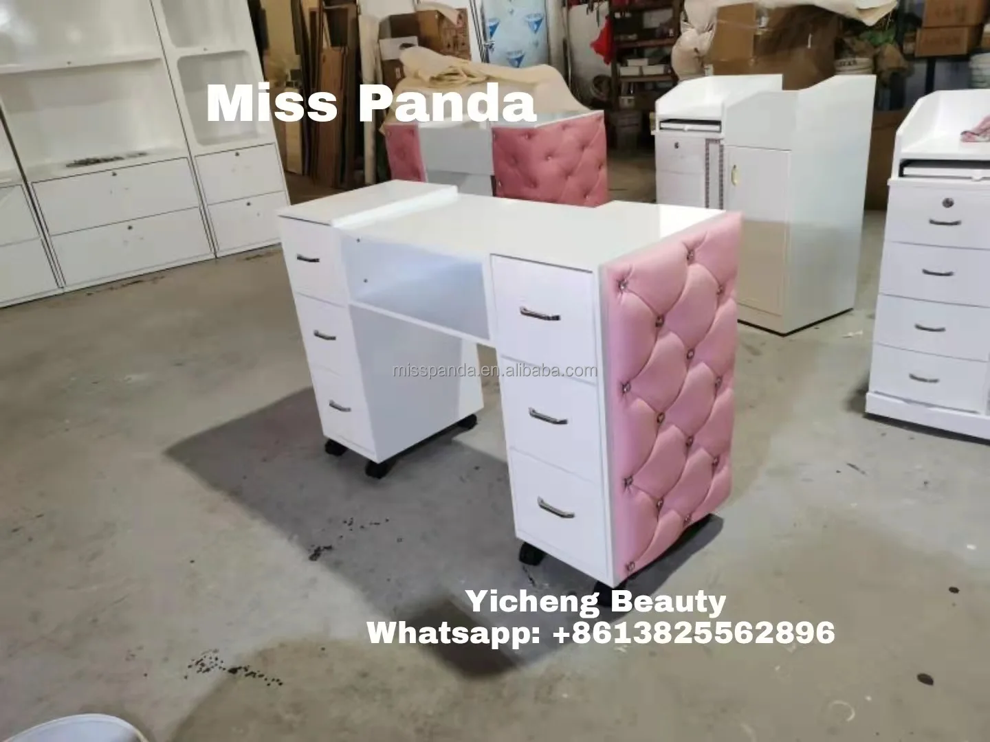 Single Manicure Station Manicure Table And Chairs Pink Modern For Nail ...