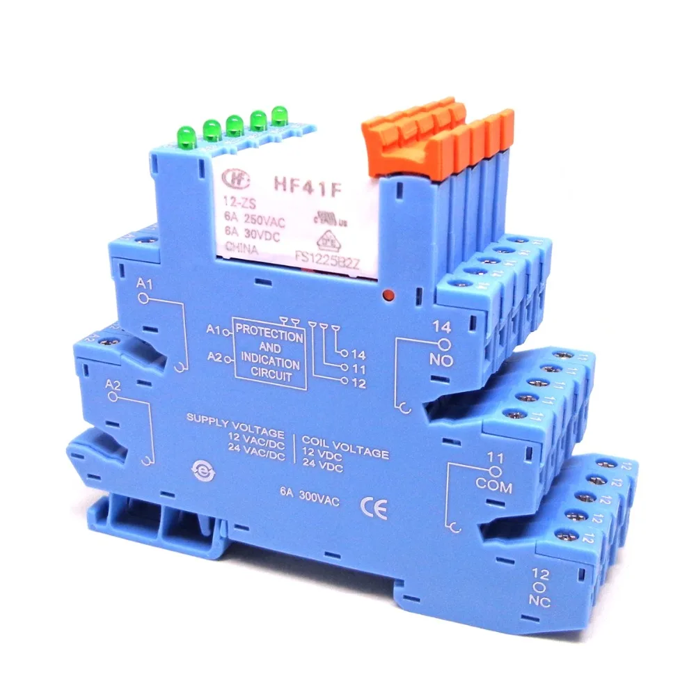 10pcs F41F 24-ZS 12-ZS 5V 12V 24V 230V 6A 1CO Slim/SSR Relay Mount on ...