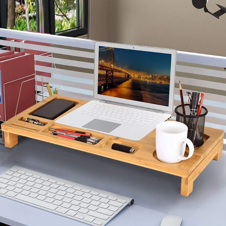 Portable Bamboo Desktop Organizer Multi-use Bamboo Set Wood Office ...