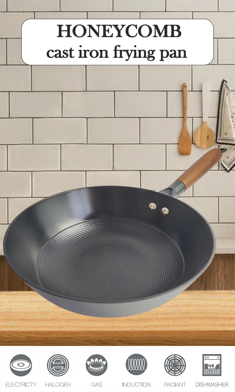 Honeycomb Cast Iron Frying Pan Non Stick Die Casting Frying Pans With ...
