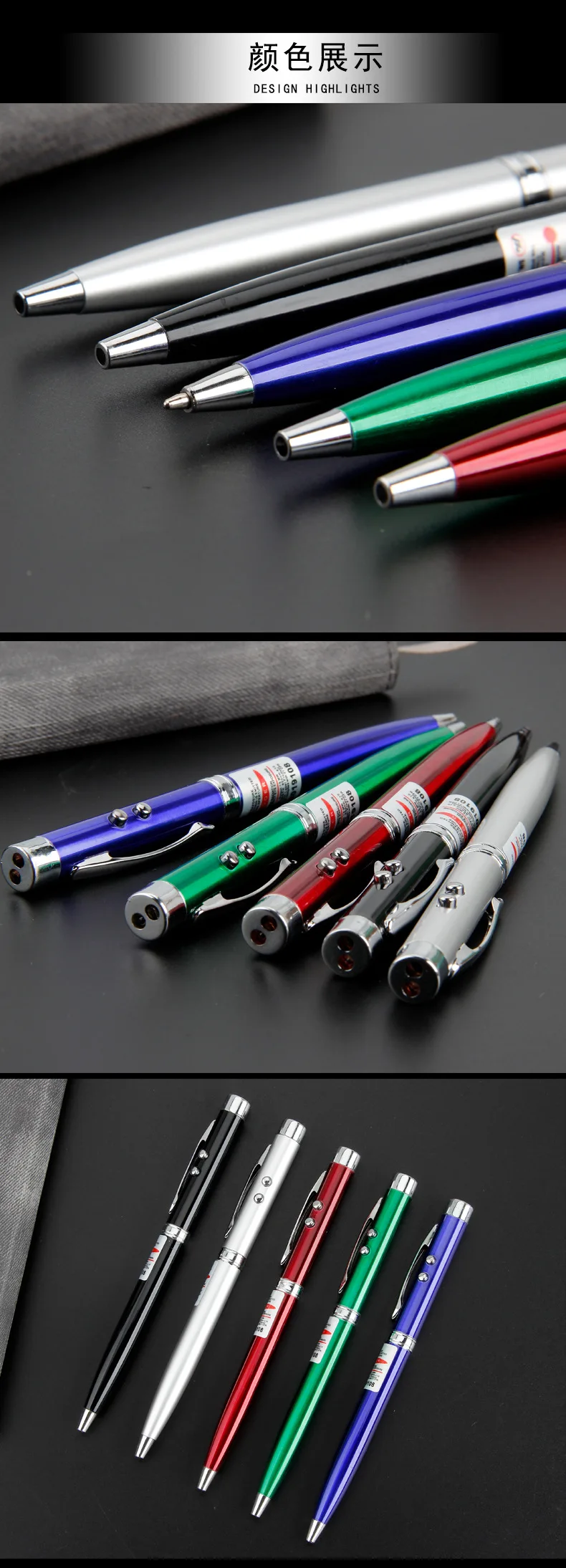 Multi Functional Ballpoint Pen Colorful Led Light Pen Promotion Laser ...